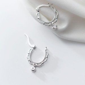 Jewelry | New 925 Sterling Silver Lace Diamond Huggie Hoops | Poshmark